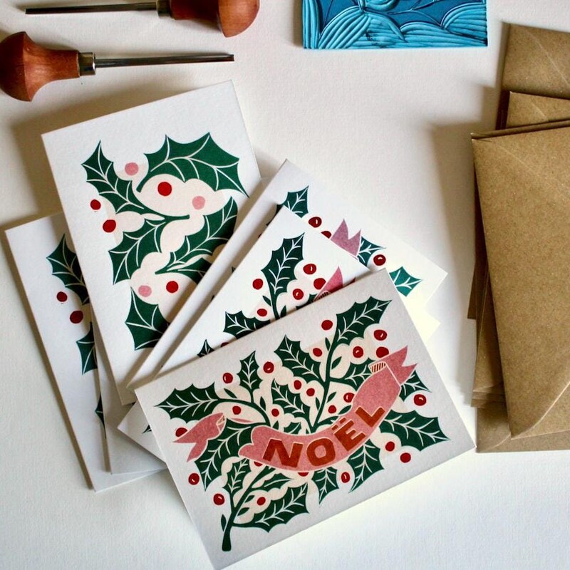 Linocut Christmas - Etsy