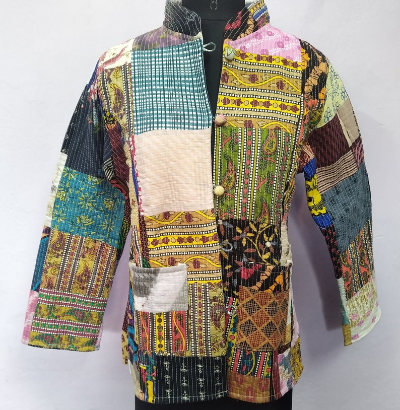 Indian Cotton Quilted Patchwork Jacket for Women Reversible - Etsy