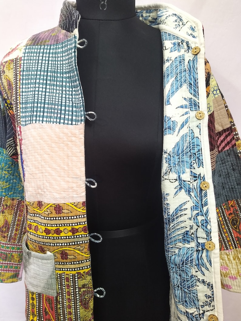 Indian Cotton Quilted Patchwork Jacket for Women Reversible - Etsy