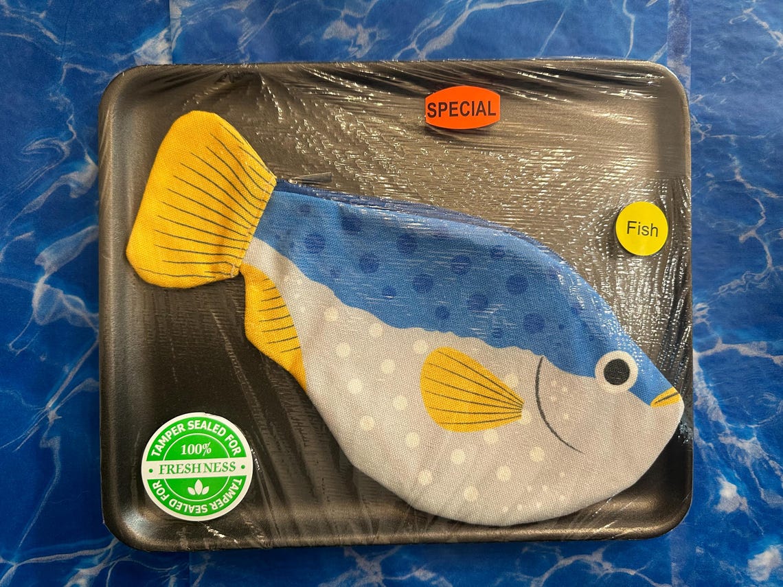 FISH Pencil Pouch Zippered Cosmetic Bag - Etsy