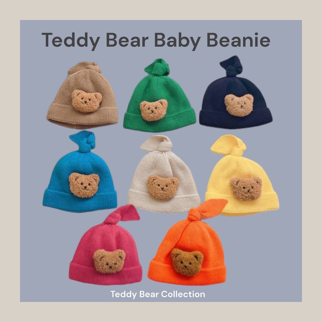 TEDDY BEAR Baby Beanie HAT for Ages Newborn-12m, Newborn Cap for Baby ...