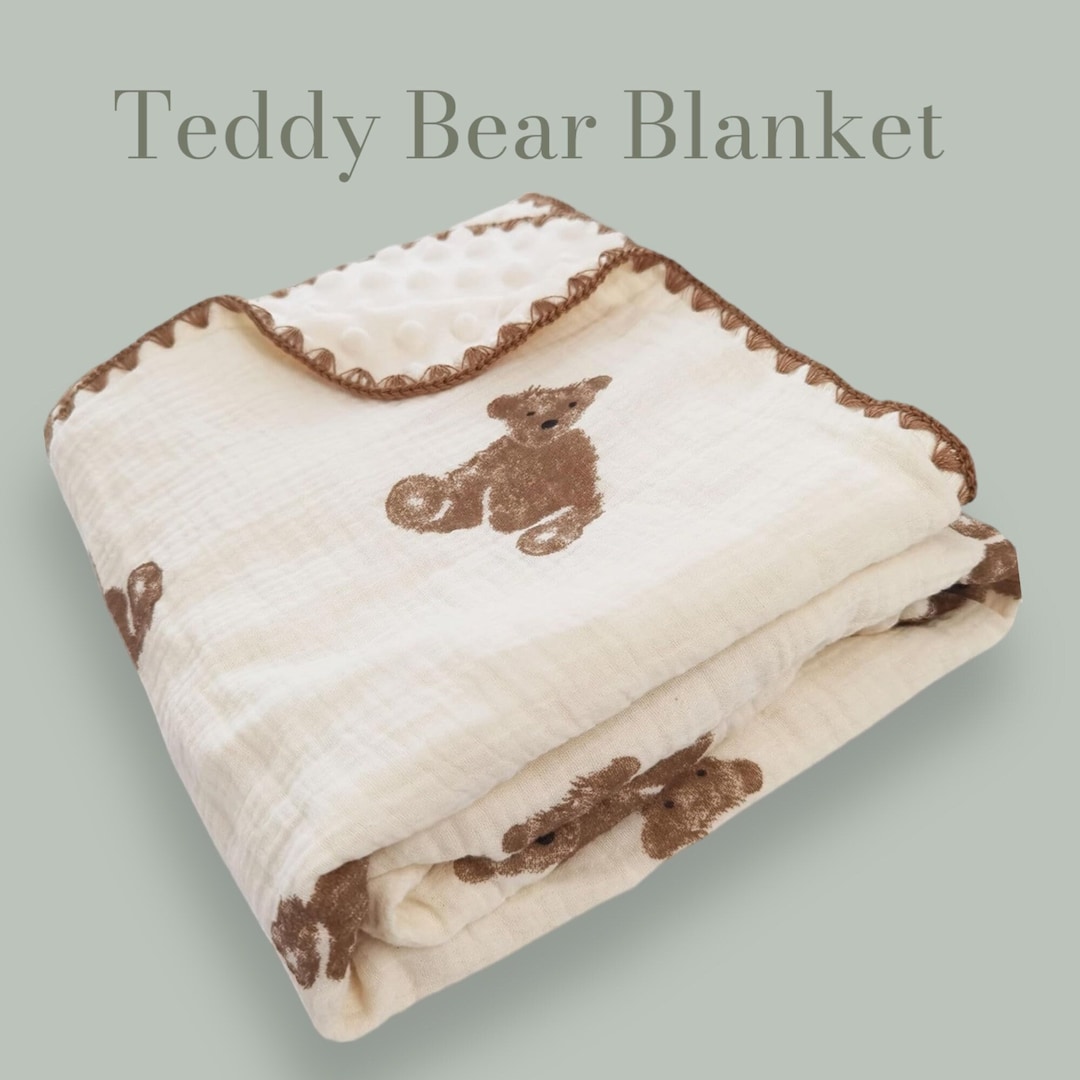 TEDDY BEAR Baby BLANKET, Minky Soft on One Side, Perfect Crib and ...