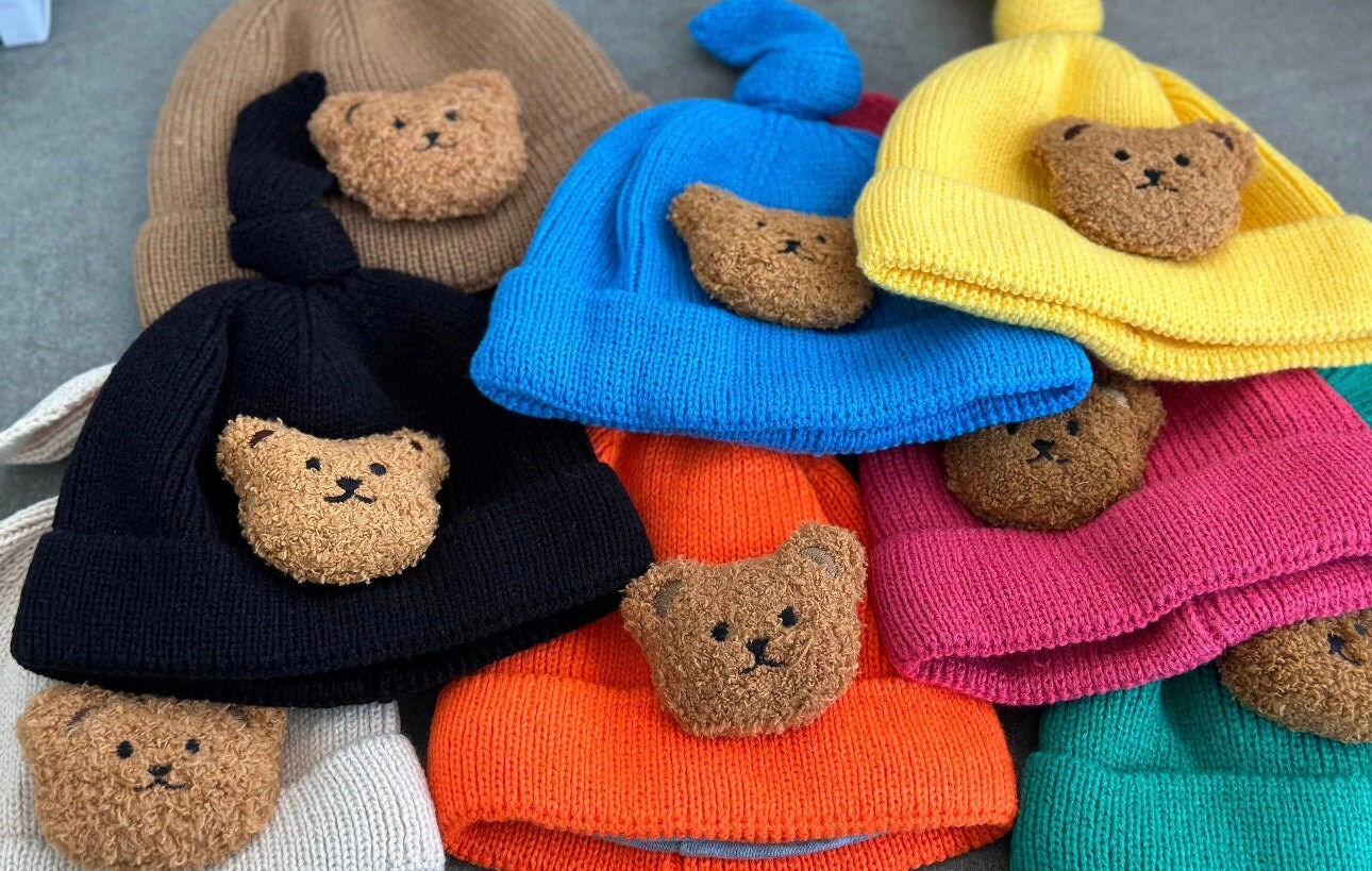 TEDDY BEAR Baby Beanie HAT for Ages Newborn-12m, Newborn Cap for Baby ...