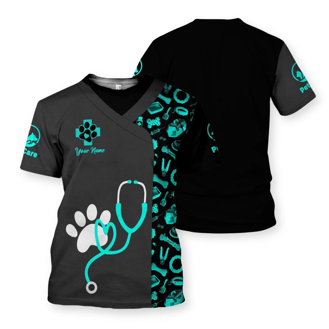 Personalized Vet Tech Shirt, Pet Care V-neck Tee, Custom Name ...