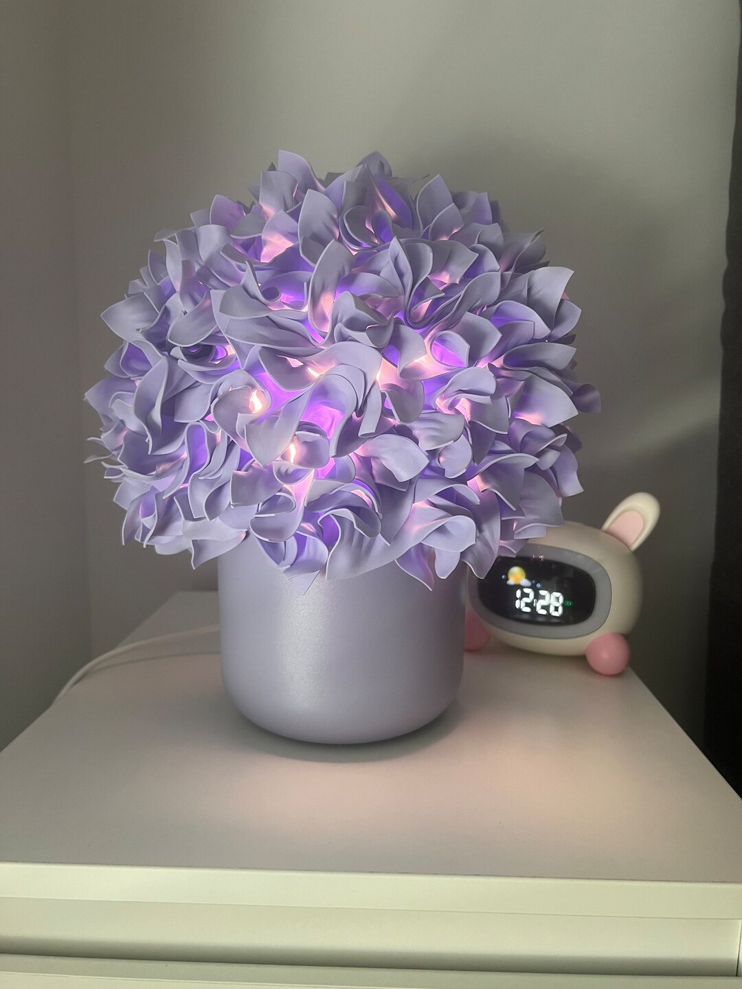 Art Deco Hydrangea Table Lamp Purple Floral Night Light for Home Decor ...