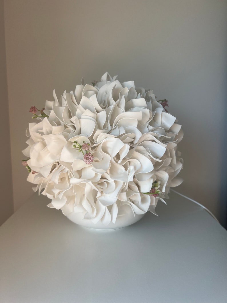 Hydrangea Art Flower Desk Lamp, Decorative Bedroom Tabletop Night LED ...