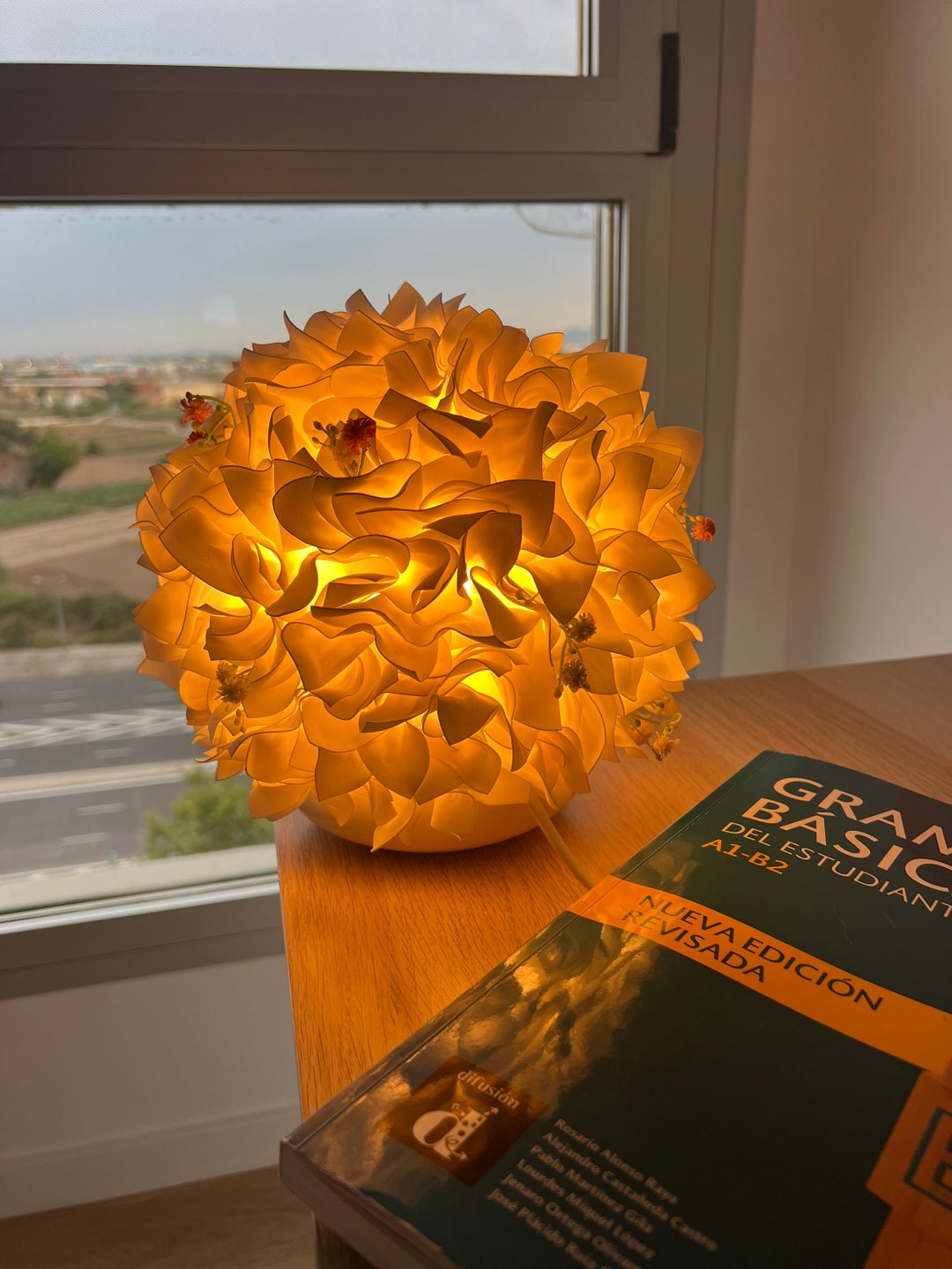 Handmade Hydrangea Night Light Art Nouveau Bedroom Lamp Unique Floral ...