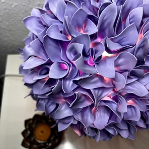 Art Deco Hydrangea Table Lamp Purple Floral Night Light for Home Decor ...