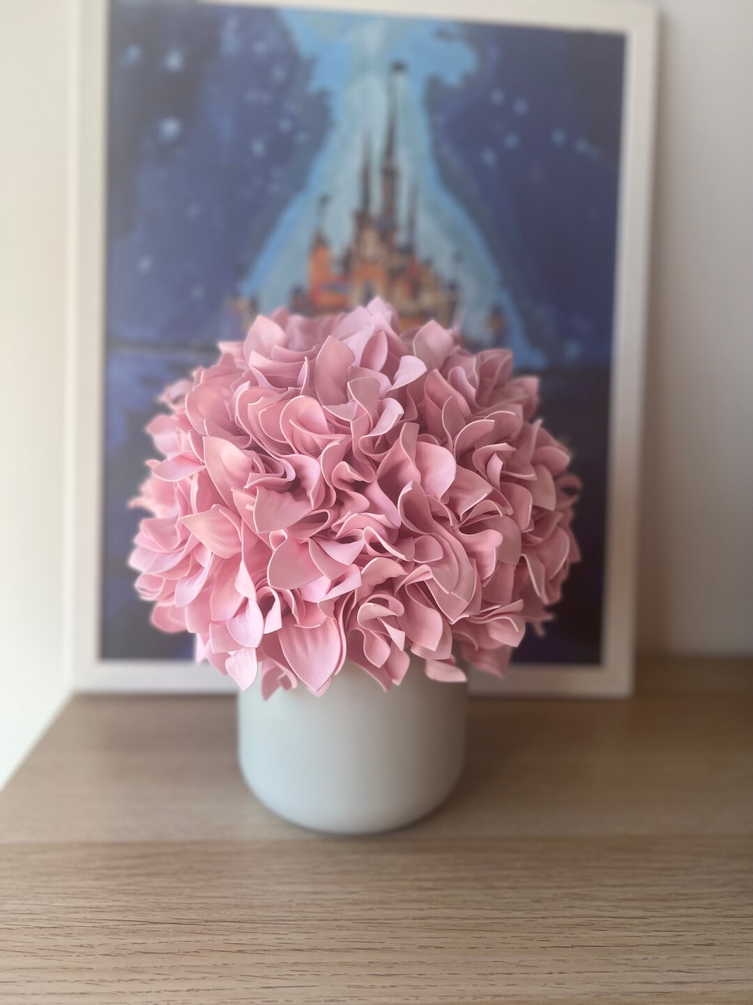 Pink Hydrangea Living Room Night Light, Rustic Home Decor, Ceramic ...