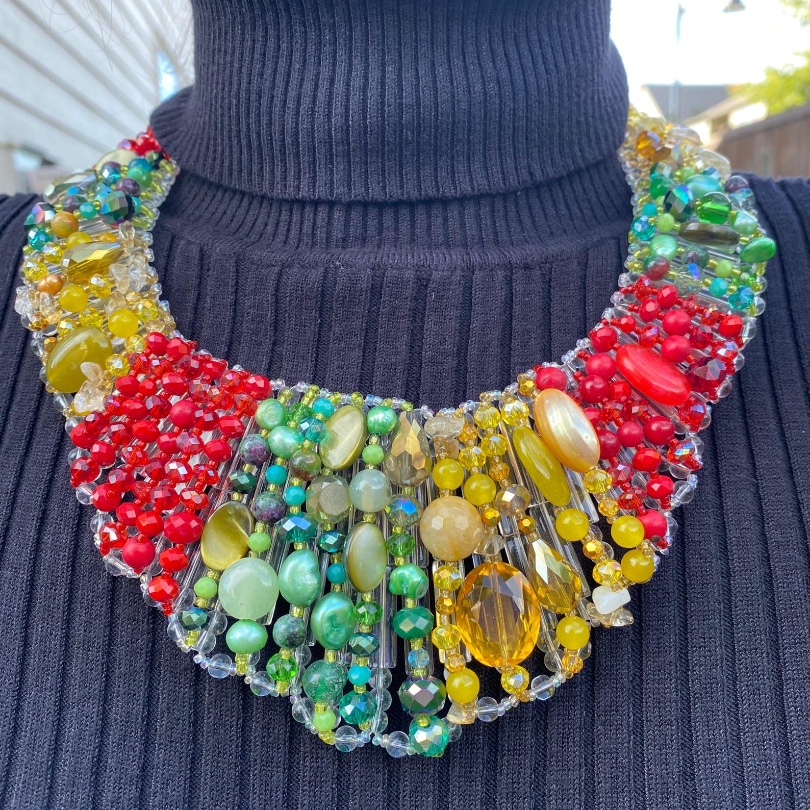 Handmade Pride Choker 20" Multicolors Beads Statement Bib Necklace - Etsy