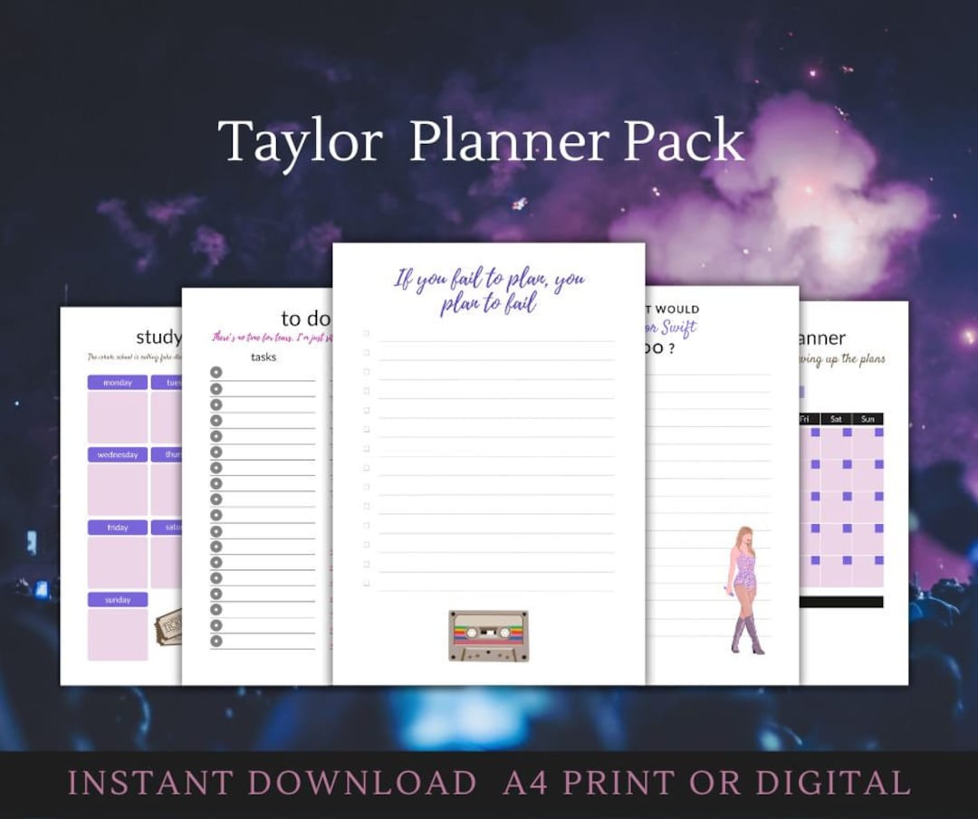 Taylor Planner Swift to Do List Set PDF Monthly Planner Printable Meal ...