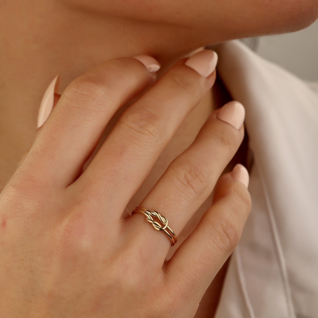 Double Knot Ring, Endless Love Jewelry Couple Knot Ring, Minimalist ...