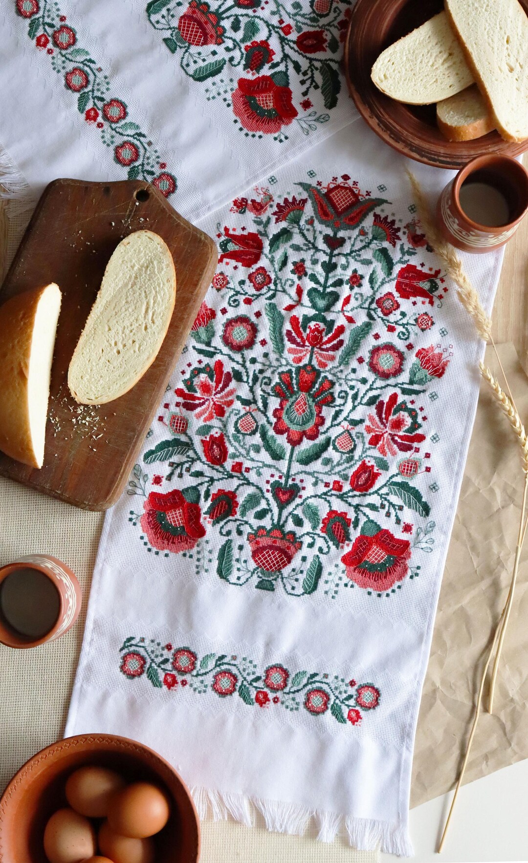 Ukrainian Rushnyk Cross Stitch Kit, Floral Ornament Rushnyk X-stitch ...