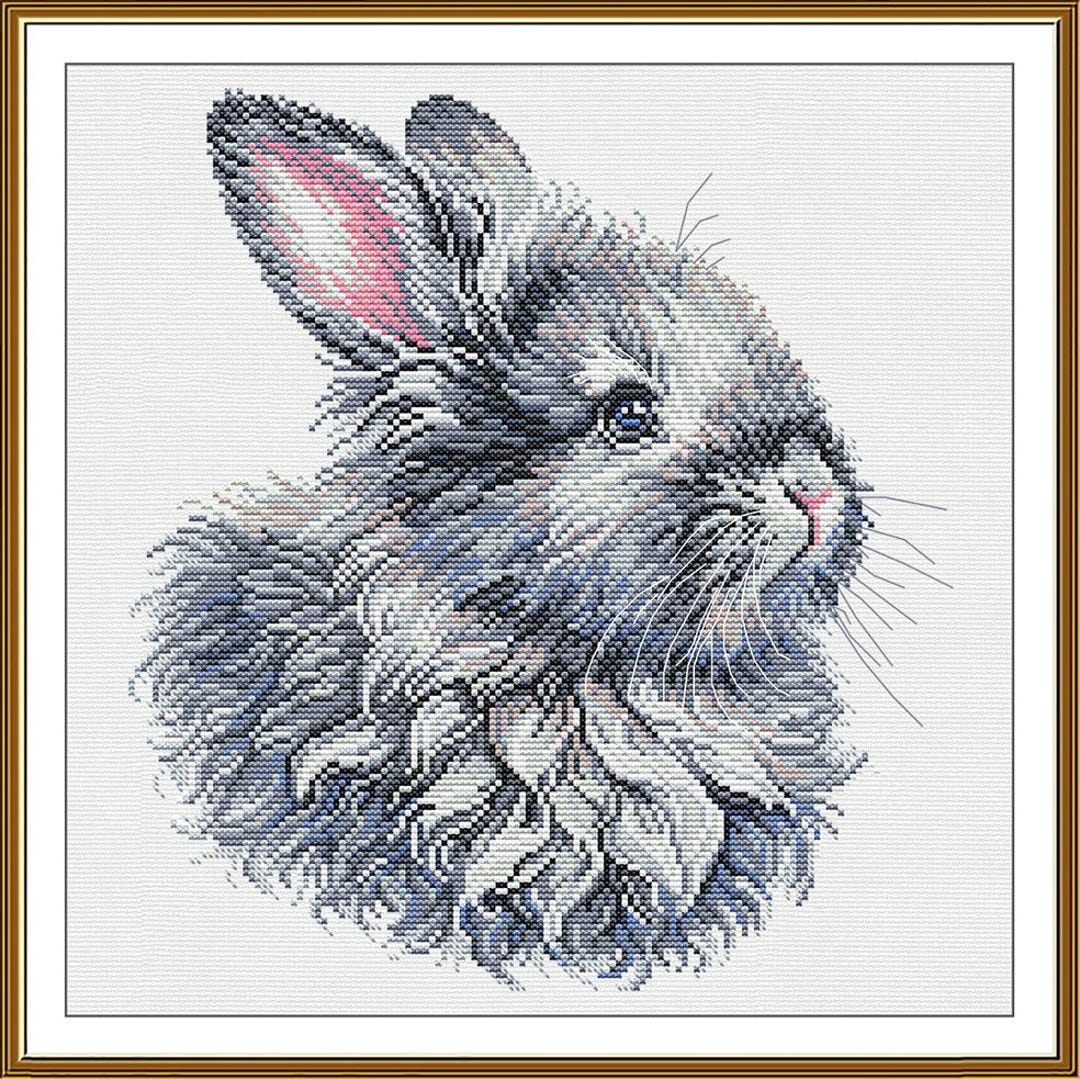 Bunny Portrait Cross Stitch Kit, Cute Rabbit Head X-stitch Pattern ...