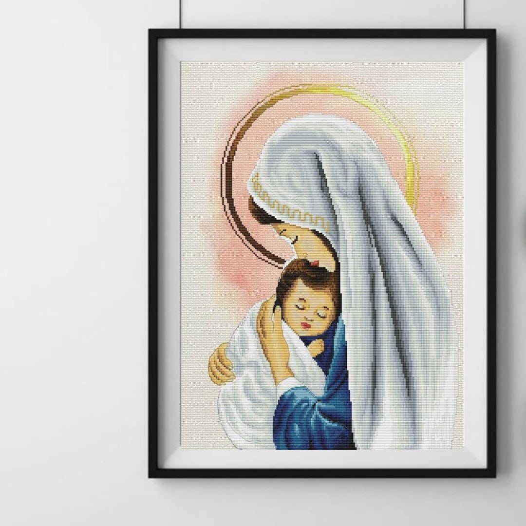 Virgin Mary and Baby Jesus Cross Stitch Kit, Christian Religious X ...