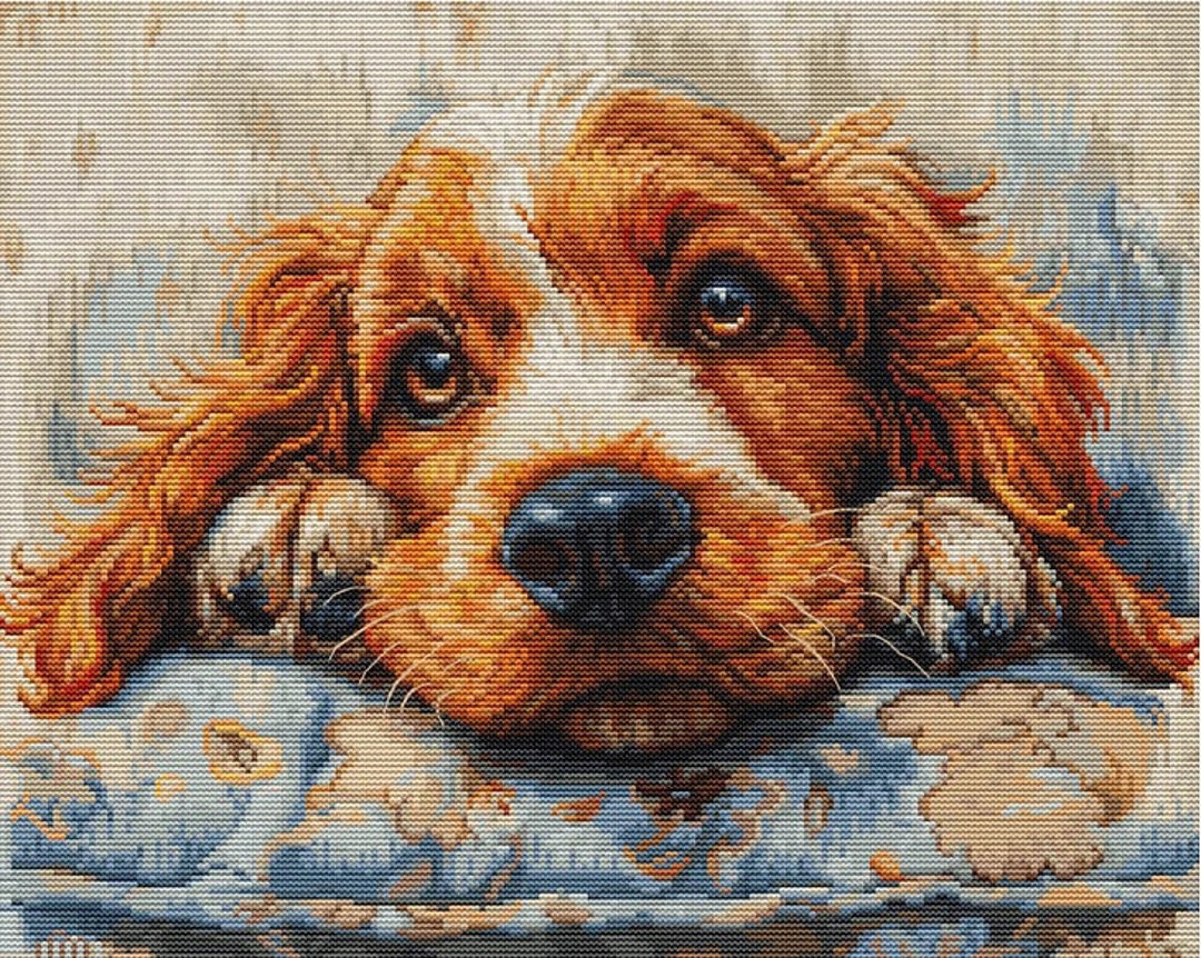 Cocker Spaniel Cross Stitch Kit, Cute Dog Portrait X-stitch Pattern ...