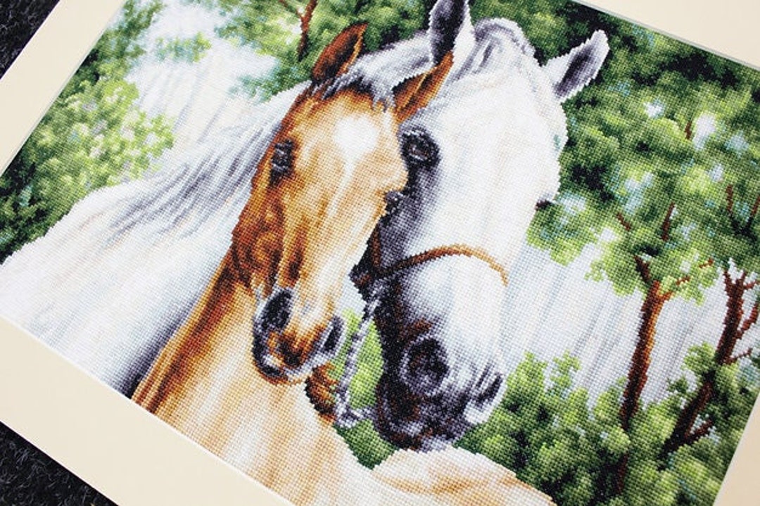 Horses Cross Stitch Kit, Mom and Baby X-stitch, Animals Modern Cross ...