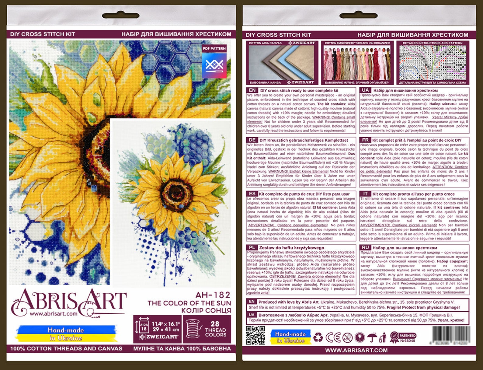 Sunflower Cross Stitch Kit, Summer Flower X-stitch Pattern, DIY ...