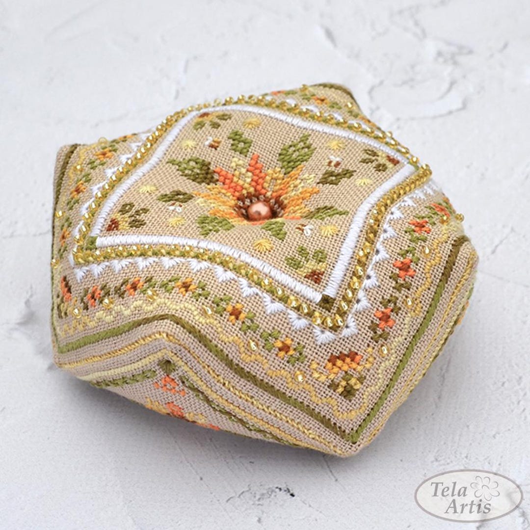 Sunflower Biscornu Counted Cross Stitch Kit, DIY Floral Pin Cushion X ...