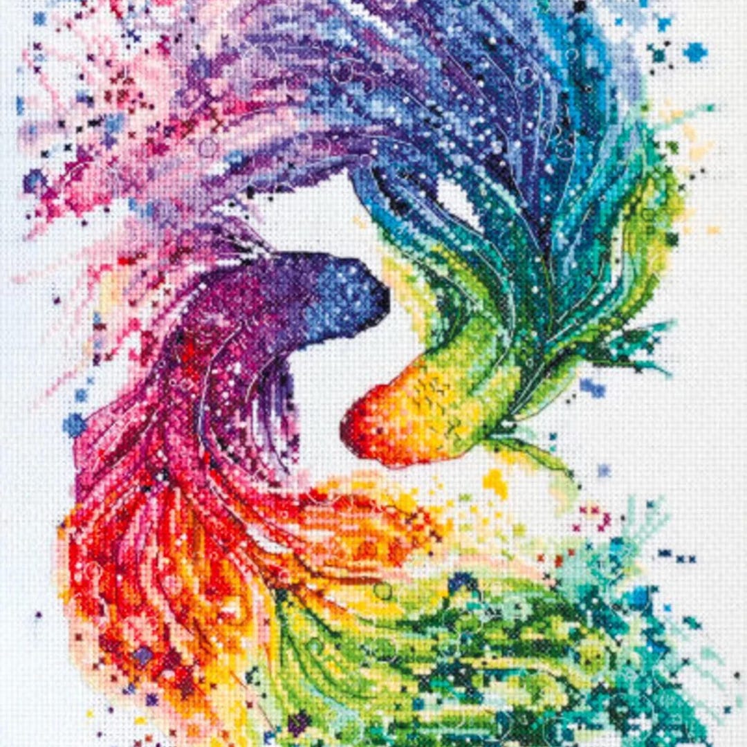 Koi Fish Couple Cross Stitch Kit, Nautical X-stitch Design, Sea Animal ...
