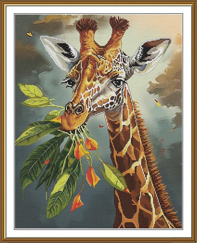 Giraffe Cross Stitch Kit, Africa Animal X-stitch Pattern, Safari Jungle ...