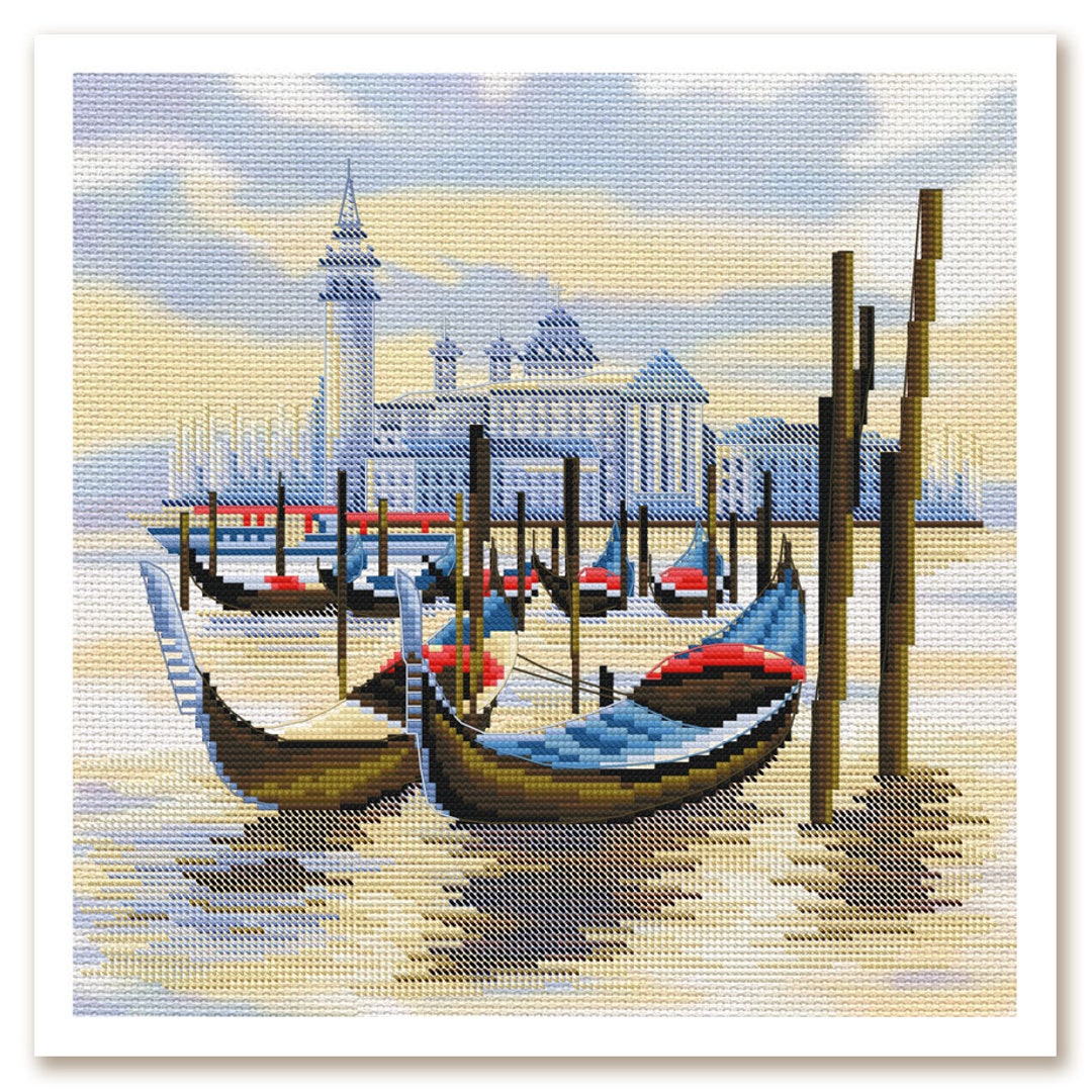 Venice Gondola Cross Stitch Kit, Italy Seascape X-stitch Pattern ...