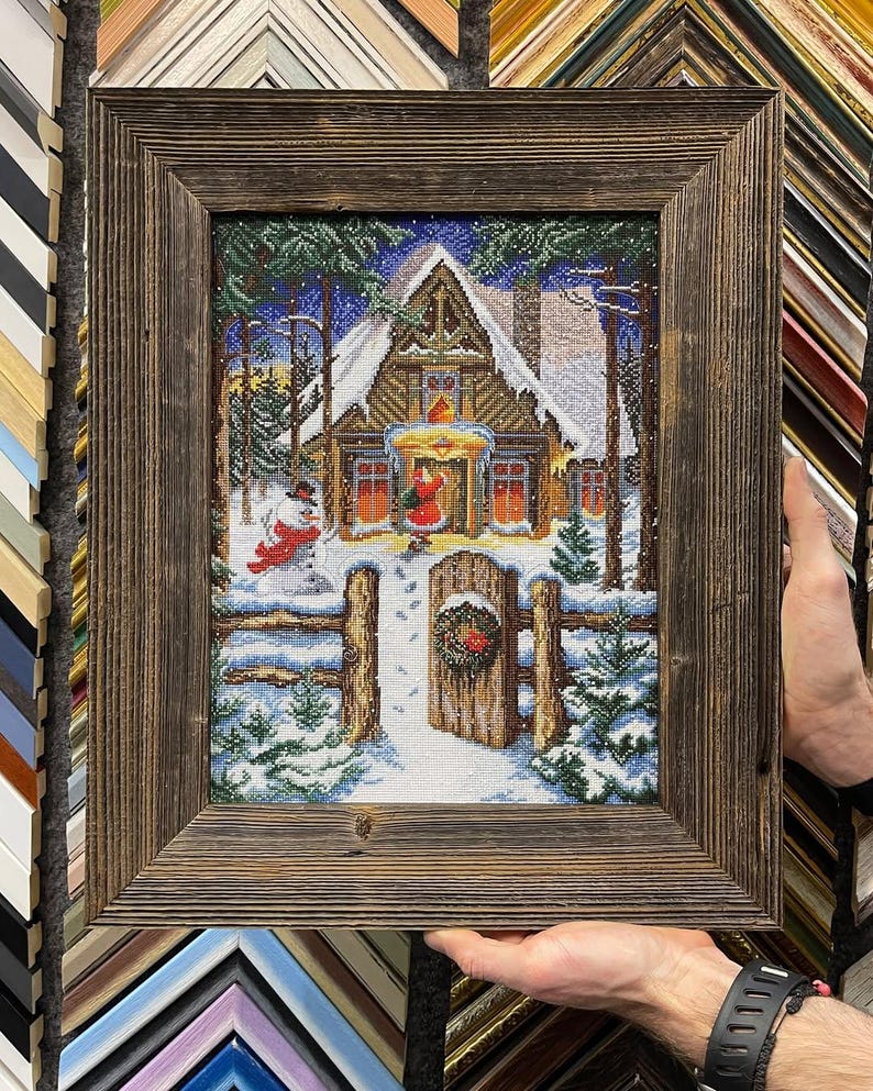 Christmas Cross Stitch Kit, Winter House Holiday Embroidery,aida 14 ...