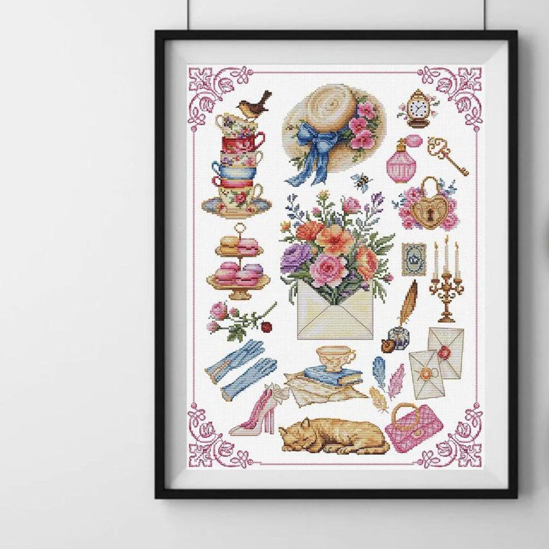 19th Century Fashion Sampler Counted Cross Stitch Kit, Victorian ...