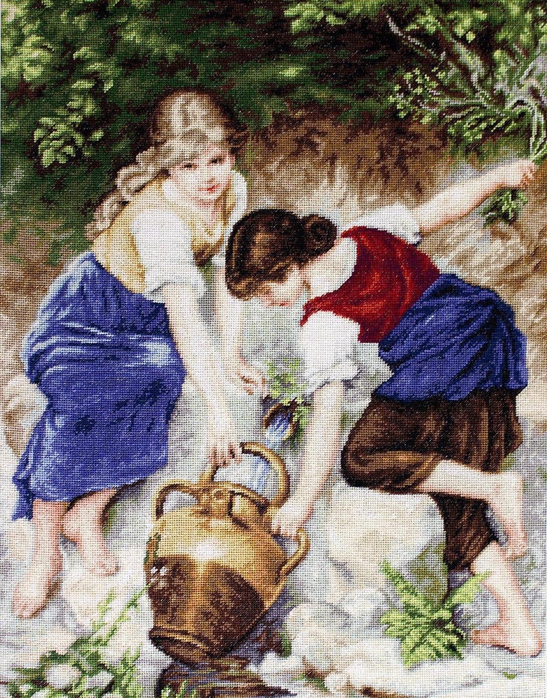 Two Girls at the Fountain Cross Stitch Kit, Tapestry Stitch Kit ...