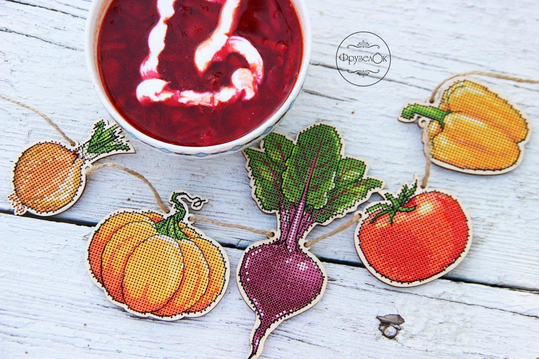 Vegetables Cross Stitch on Wood Kit, Onion, Pumpkin, Beet, Tomato ...