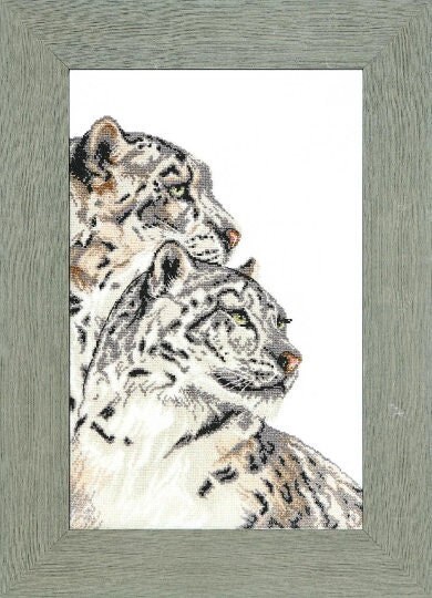 Two Snow Leopards Cross Stitch Kit, Animal Couple Modern Cross Stitch ...