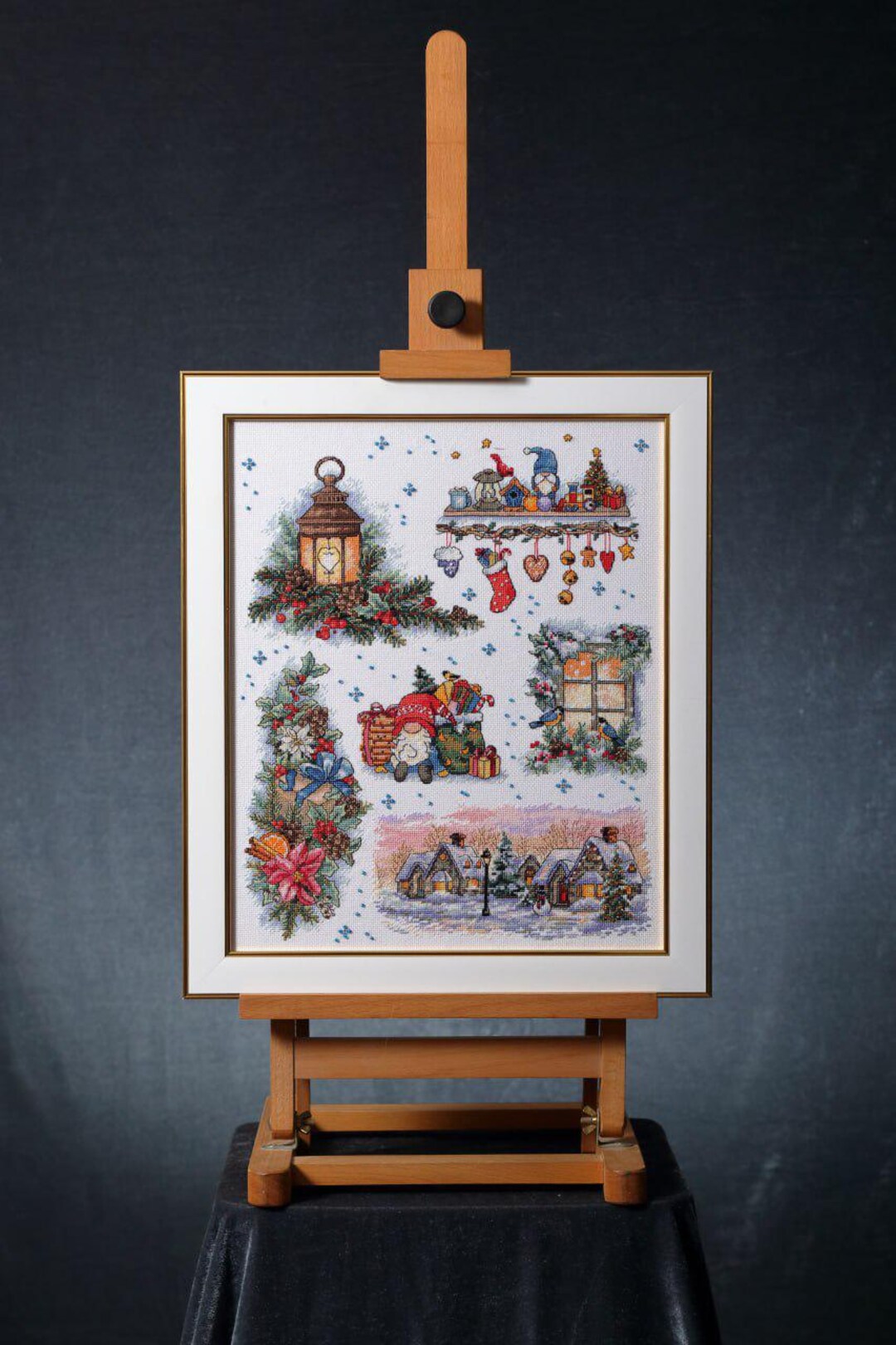 Christmas Cross Stitch Kit, Winter Scene Needlepoint Pattern, Holiday ...