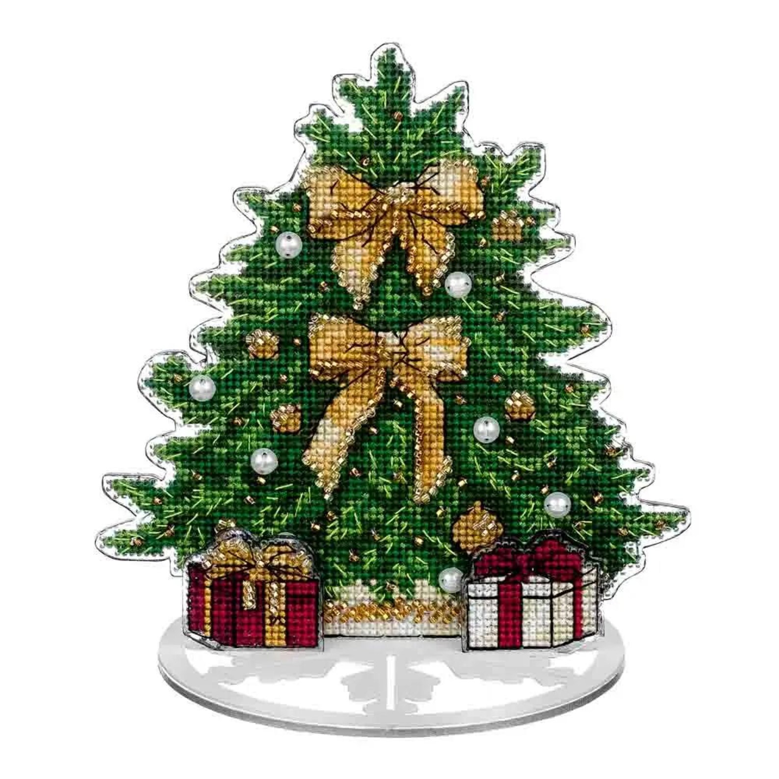 Christmas Tree Cross Stitch Kit, Stitchable Plastic Xmas Eve With Gift ...