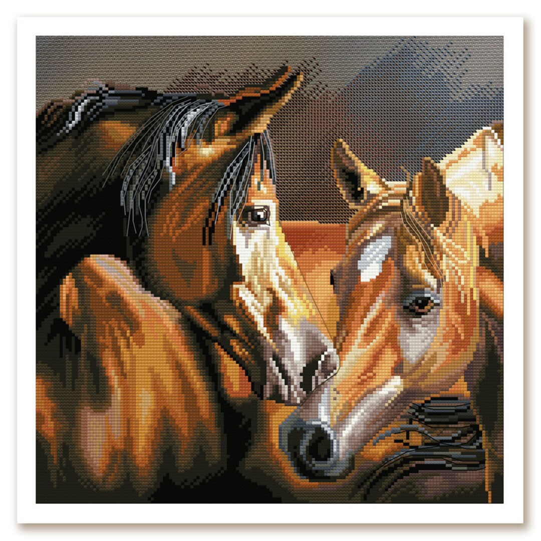 Two Horses Cross Stitch Kit, X-stitch DIY Pattern for Adults, Animal ...