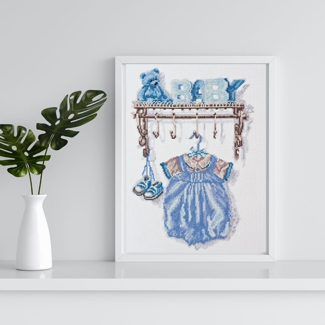 Baby Boy Birth Cross Stitch Kit, Nursery Dekor X-stitch Pattern, Baby ...
