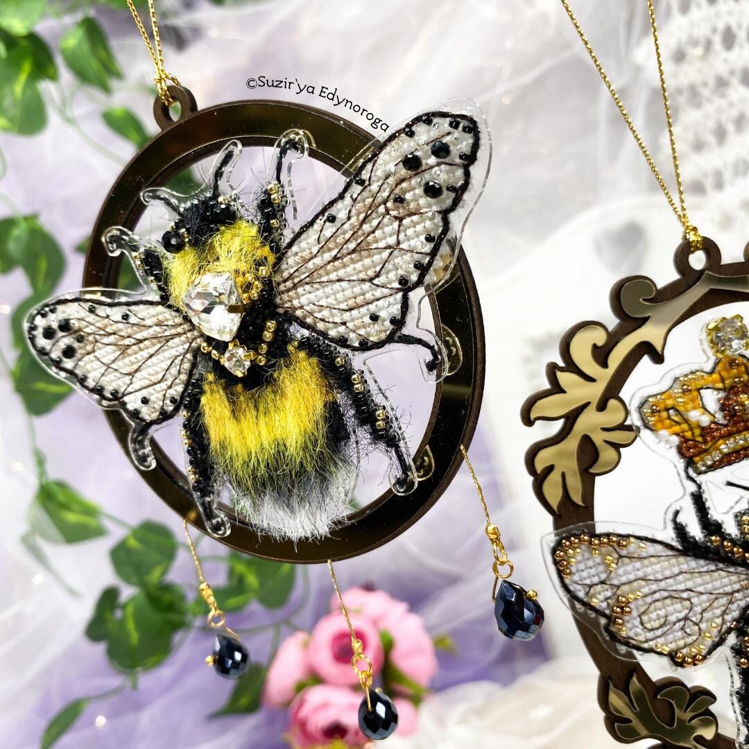 Bumblebee Cross Stitch Kit With Beads & Fuzzy Threads, Insect ...