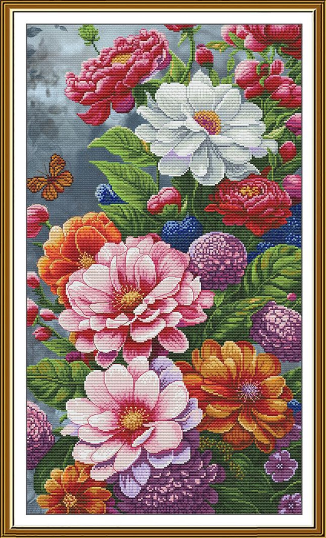 Chrysanthemum & Hydrangea Cross Stitch Kit, Summer Flower Blossom X ...