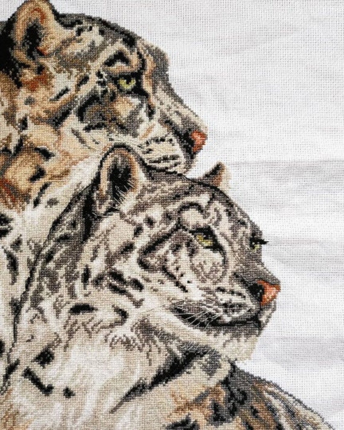 Two Snow Leopards Cross Stitch Kit, Animal Couple Modern Cross Stitch ...
