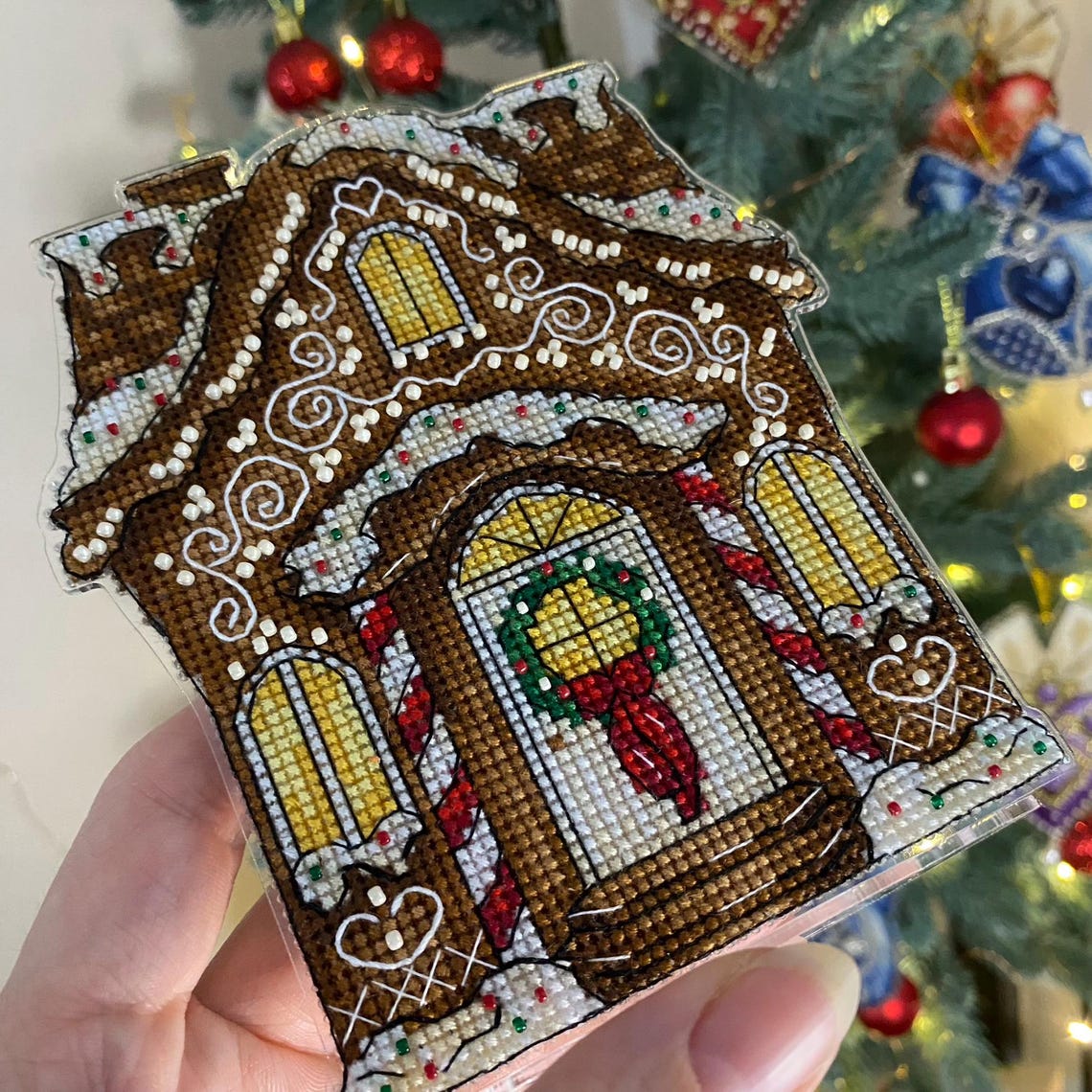 Gingerbread House & Christmas Tree Cross Stitch Kit, 2 in 1 Holiday ...
