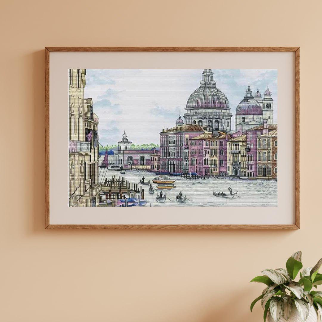Grand Canal Venice Cross Stitch Kit, Italy Landscape X-stitch Pattern ...