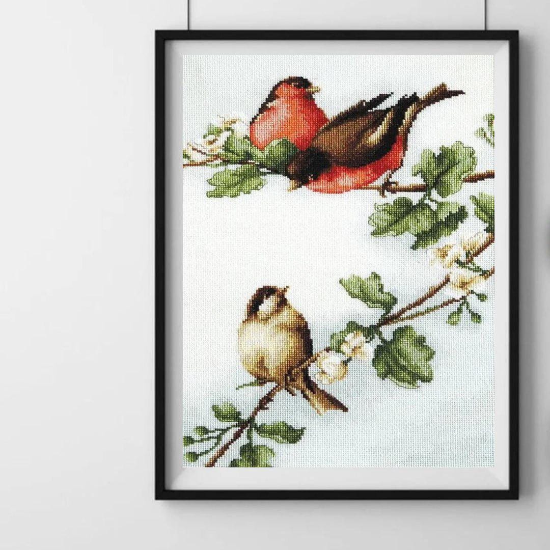 Garden Birds Cross Stitch Kit, Spring Garden X-stitch, Song Birds on ...