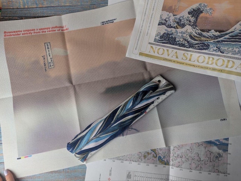 The Great Wave off Kanagawa Cross Stitch Kit, Hokusai Artwork X-stitch ...