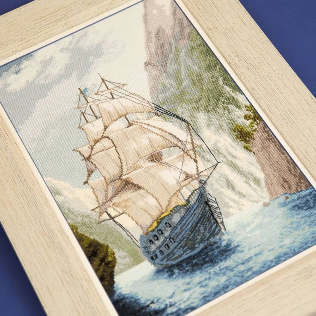 Sailing Ship Cross-stitching Kit, Tall Ship in the Harbor Xstitch ...