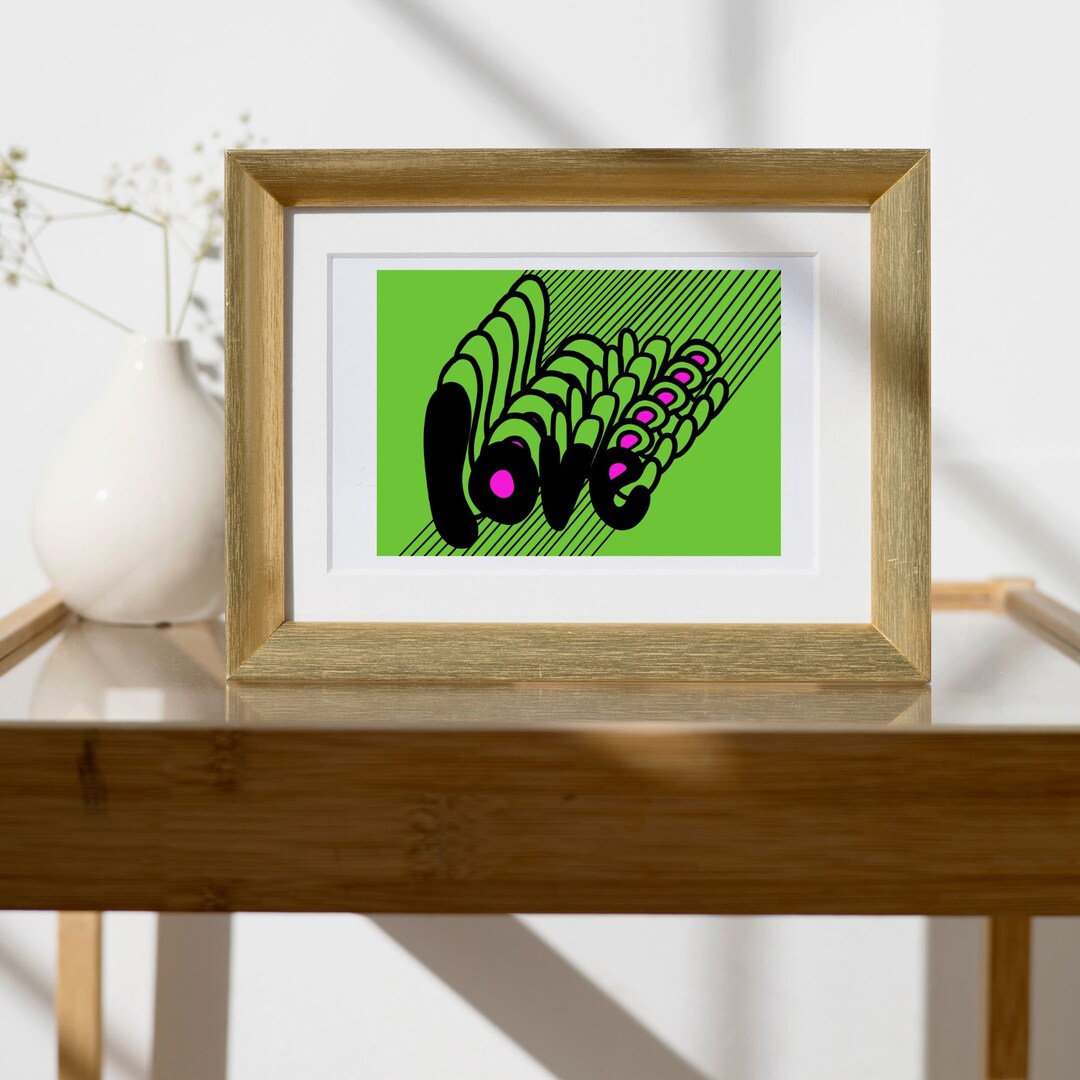 Love Bright Green - Valentine's Day Original Digital Art Download Art ...