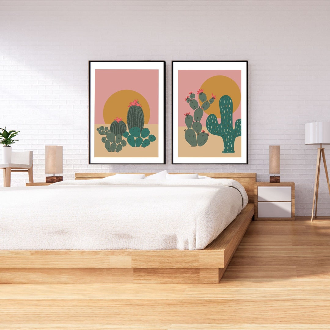 Cactus Boho Desert Scene Set of Two - Original Digital Art Download Art ...