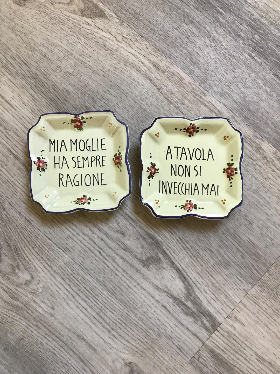 Castelli Italian Ceramics Small Plates (2) “italian Proverbs” Floral - Etsy