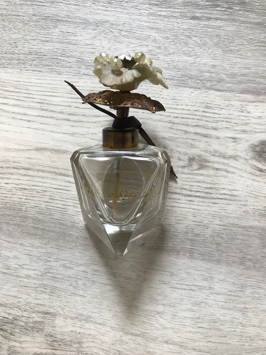 Devilbiss Perfume Bottle Gorgeous Gala Flower Top With Golden Filigree ...