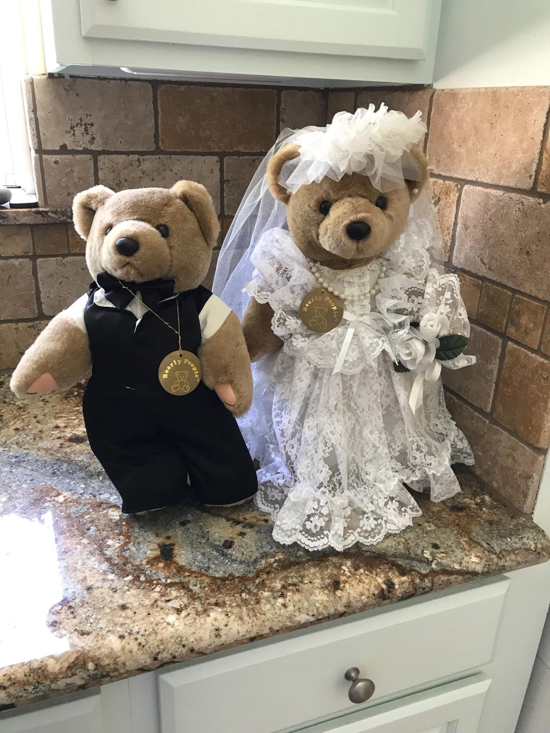Bearly People Bride and Groom Teddy Bear Plush on Stands Vintage 1990s ...