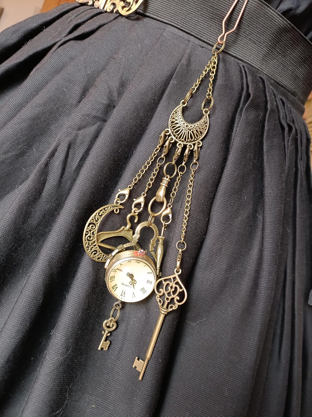 Victorian Inspired "antique" Colour Chatelaine With Pocket Watch ...