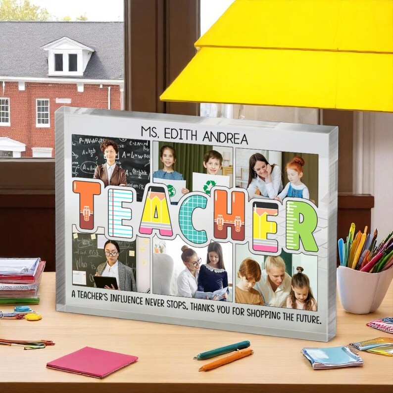 Personalized Teacher Photo Collage Acrylic Block, Custom Teacher Gift ...